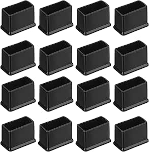 uxcell 16Pcs PVC Square Chair Leg Caps, 30mm x 15mm OD Black Furniture ...