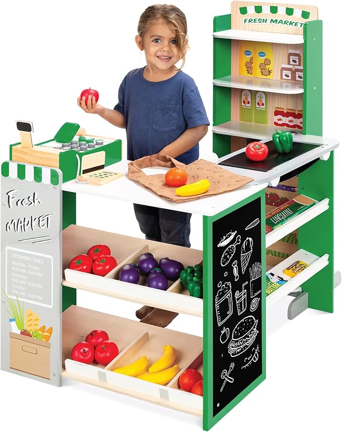 Amazon.com: Best Choice Products Pretend Play Grocery Store Wooden ...