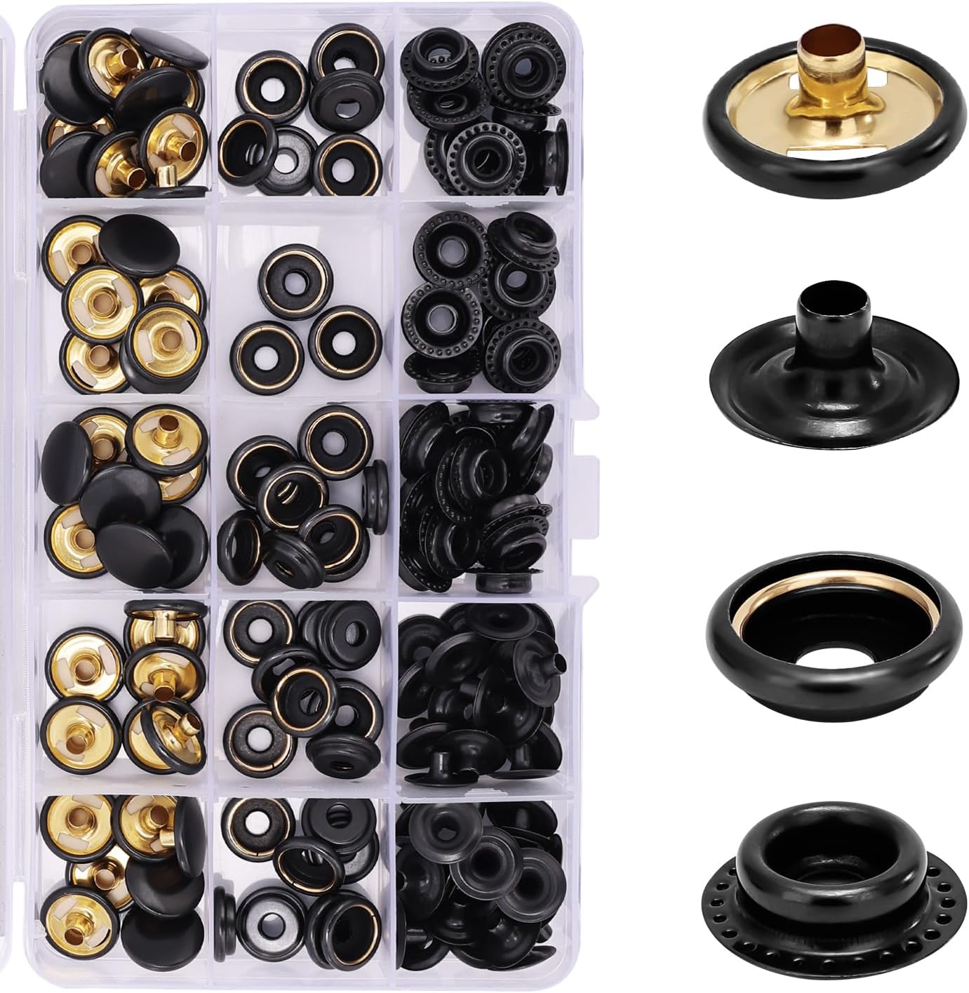 Amazon.com: 160 PCS Snaps, 15mm Marine Grade Stainless Steel Snaps ...