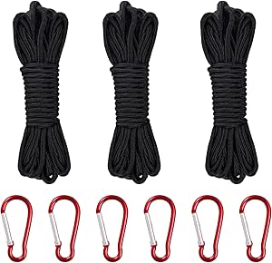 3 Pcs Multi-Functional Nylon Rope, 4MM Thick Black Nylon Rope, String ...