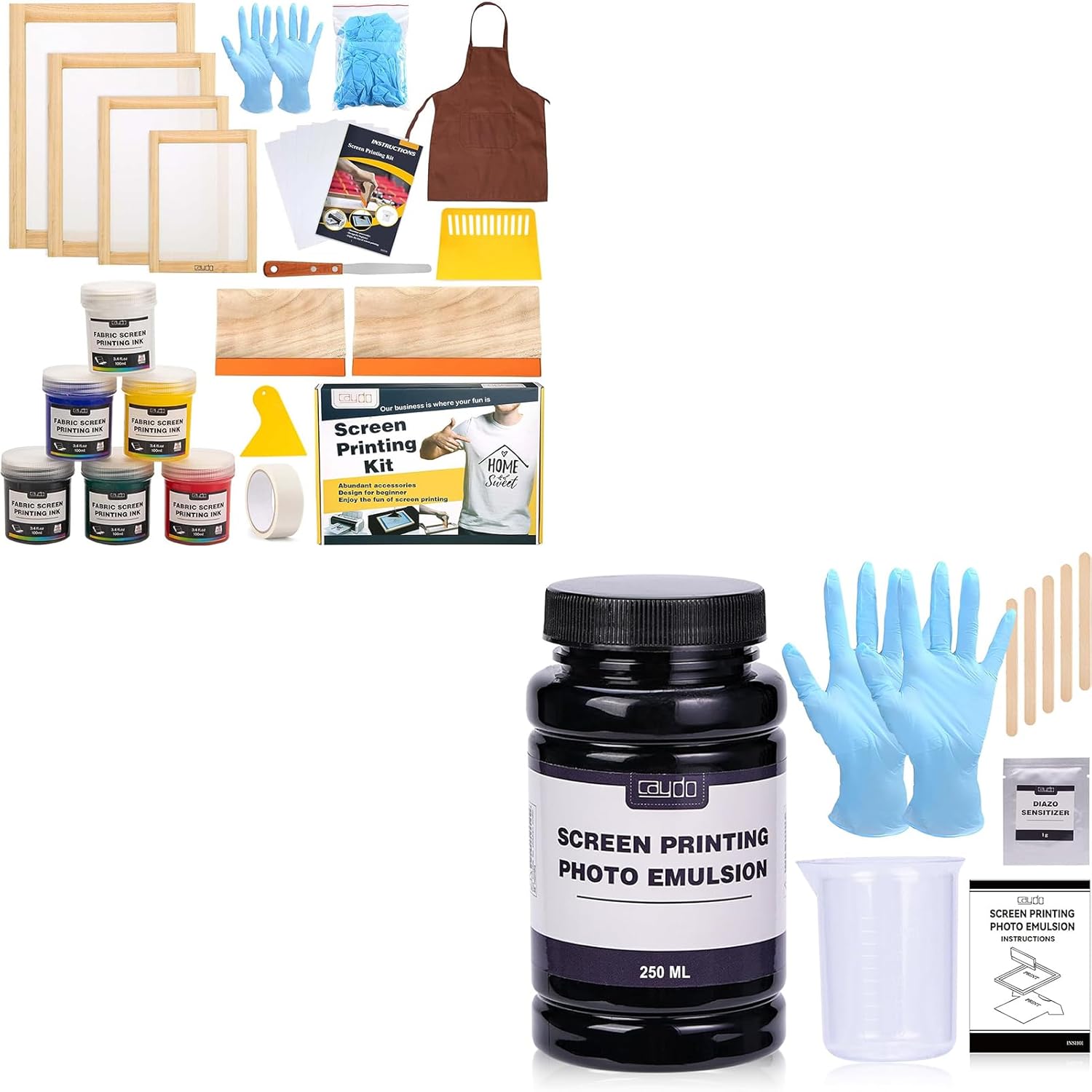 Amazon.com: Caydo 38 Pieces Screen Printing Kit with Screen Printing ...