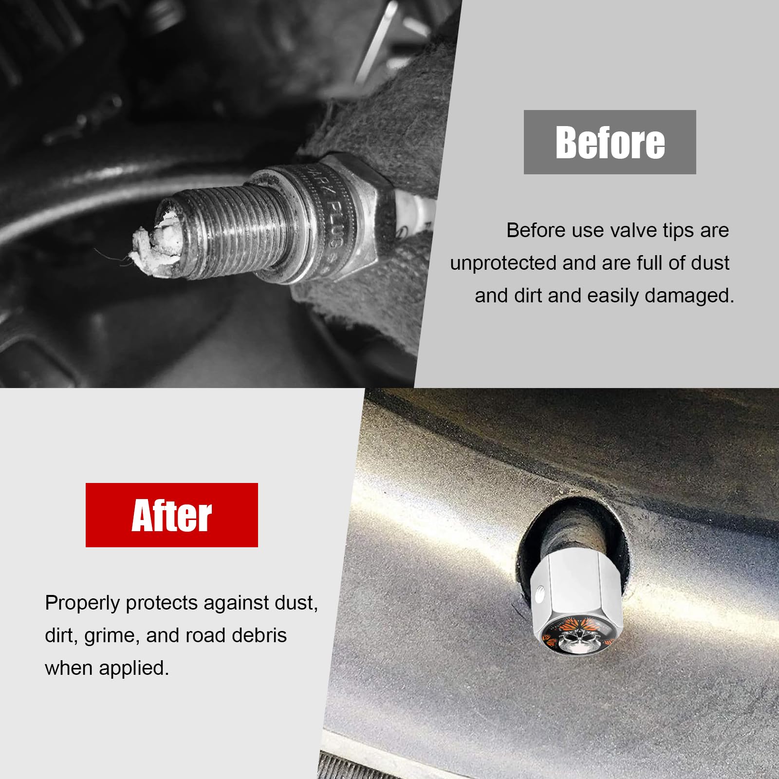 Snapklik.com : Augeny 4 PCS Locking Tire Valve Stem Caps, Hexagon Anti ...