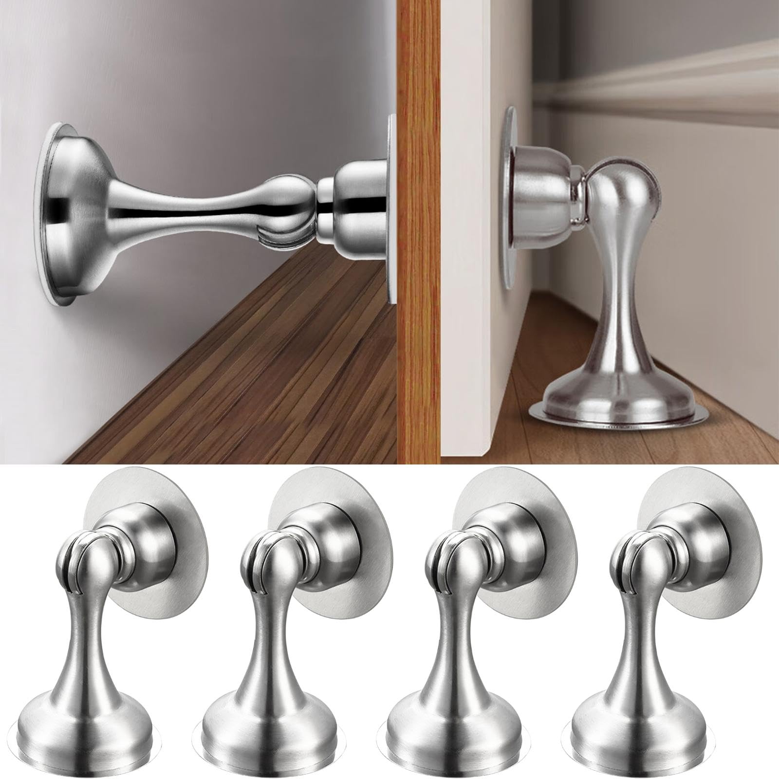 Amazon.com: Door Stoppers 4 Pack, Stainless Steel Magnetic Door ...