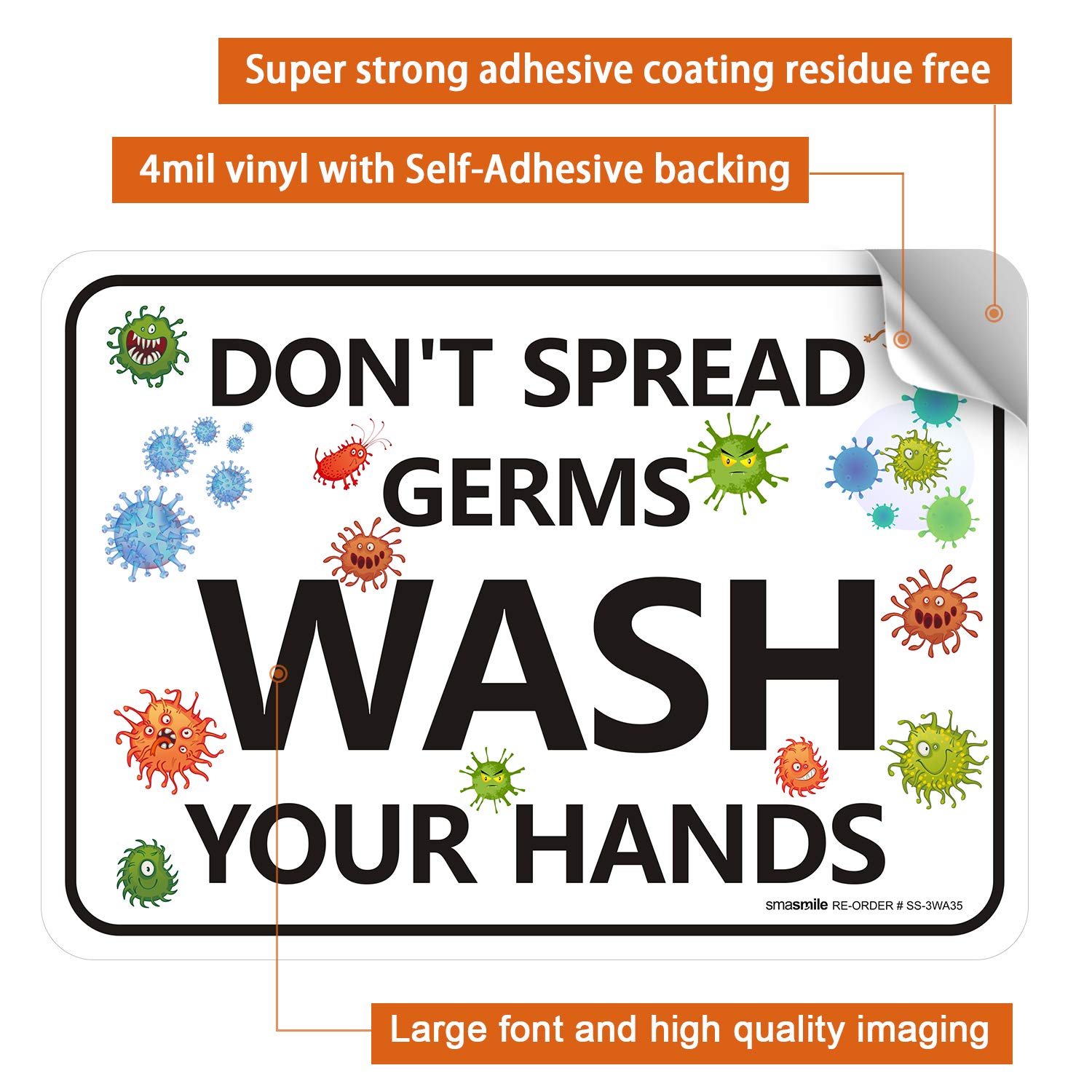 Snapklik.com : Large Wash Hand Signs,4 Pack 10" X 14", Please Wash Your ...