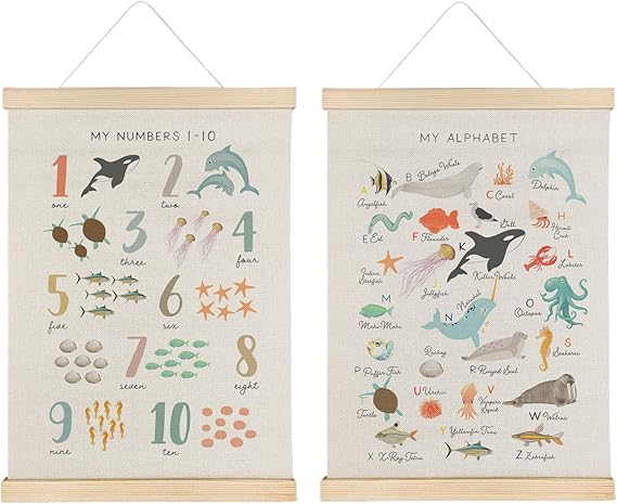 Amazon.com: Qvapt Sea Animal Alphabet Wall Art,Sea Animals Boho ...