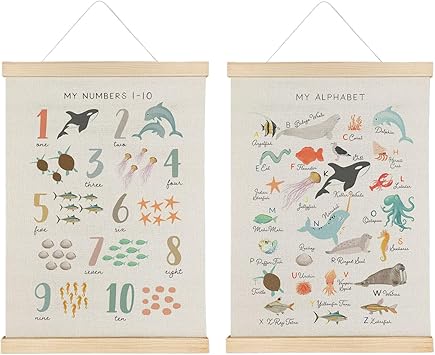 Amazon.com: Qvapt Sea Animal Alphabet Wall Art,Sea Animals Boho ...