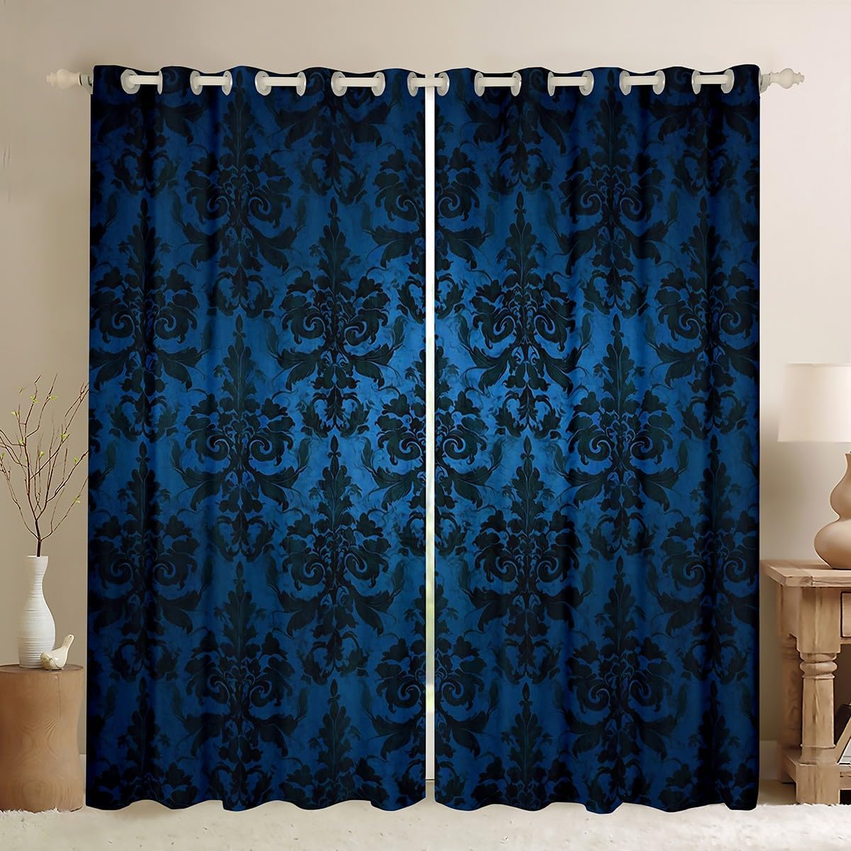 Amazon.com: Gothic Curtains for Living Room Adults Black Damask ...