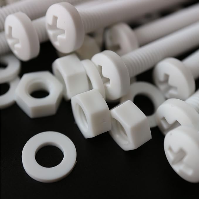 Amazon.com: 20 x White Pan Head Screws Polypropylene (PP) Plastic Nuts ...