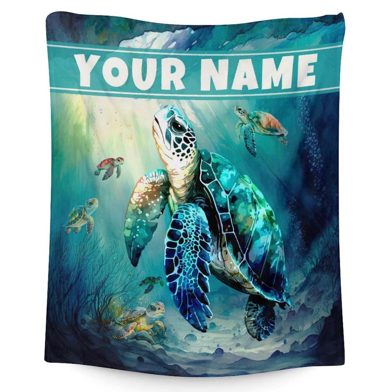 Amazon.com: Personalized Turtle Blanket for Kids, Sea Turtle Throw ...