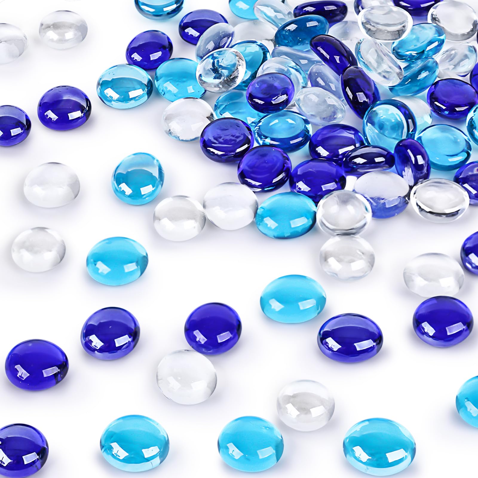 Amazon.com: DomeStar 1.7LB Mini Flat Glass Marbles, Mixed Blue Marbles ...