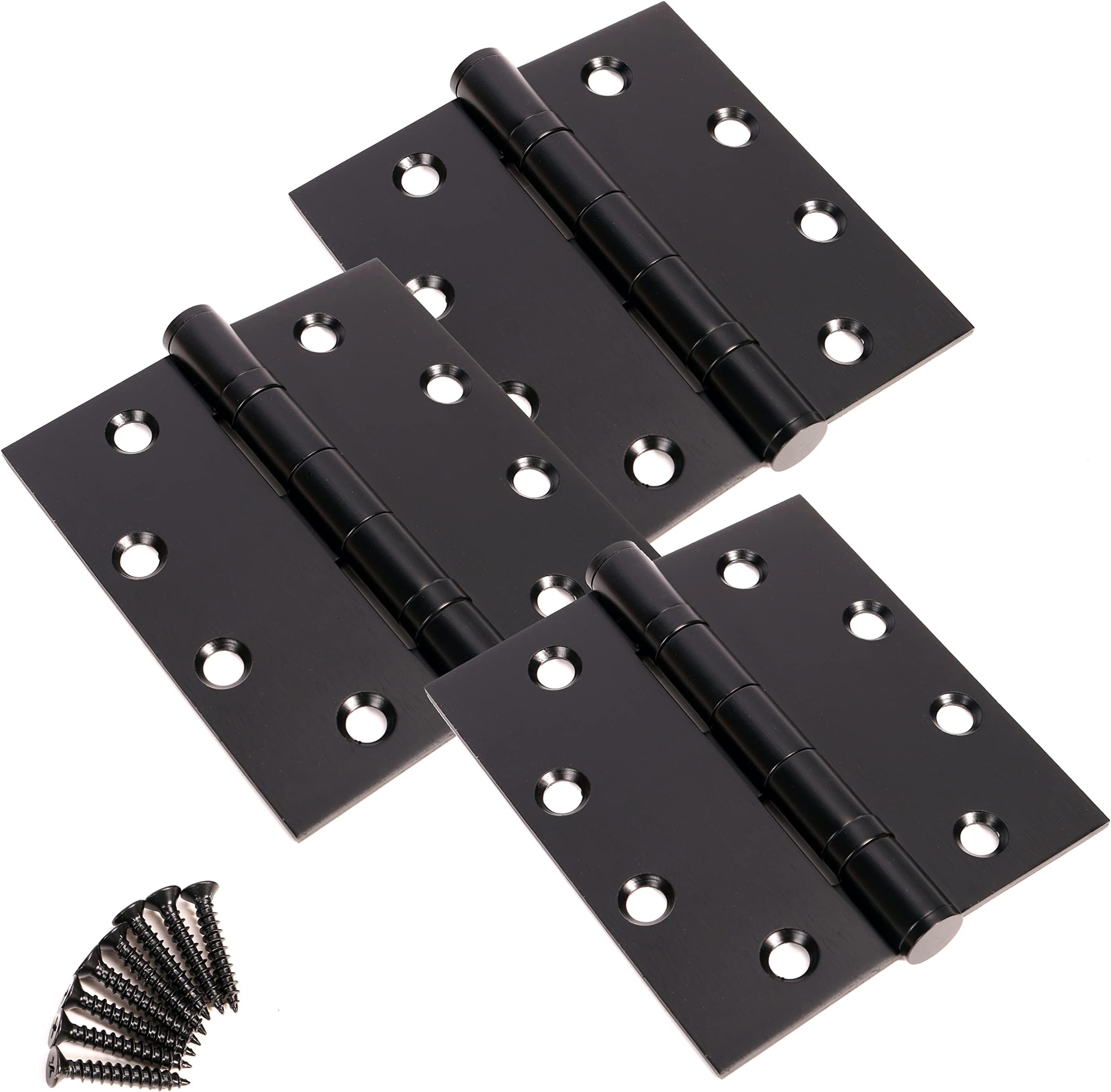 3-Pack Black 4"x 4.5" Thickened Heavy Duty Hinges, Silent Steel Plain ...