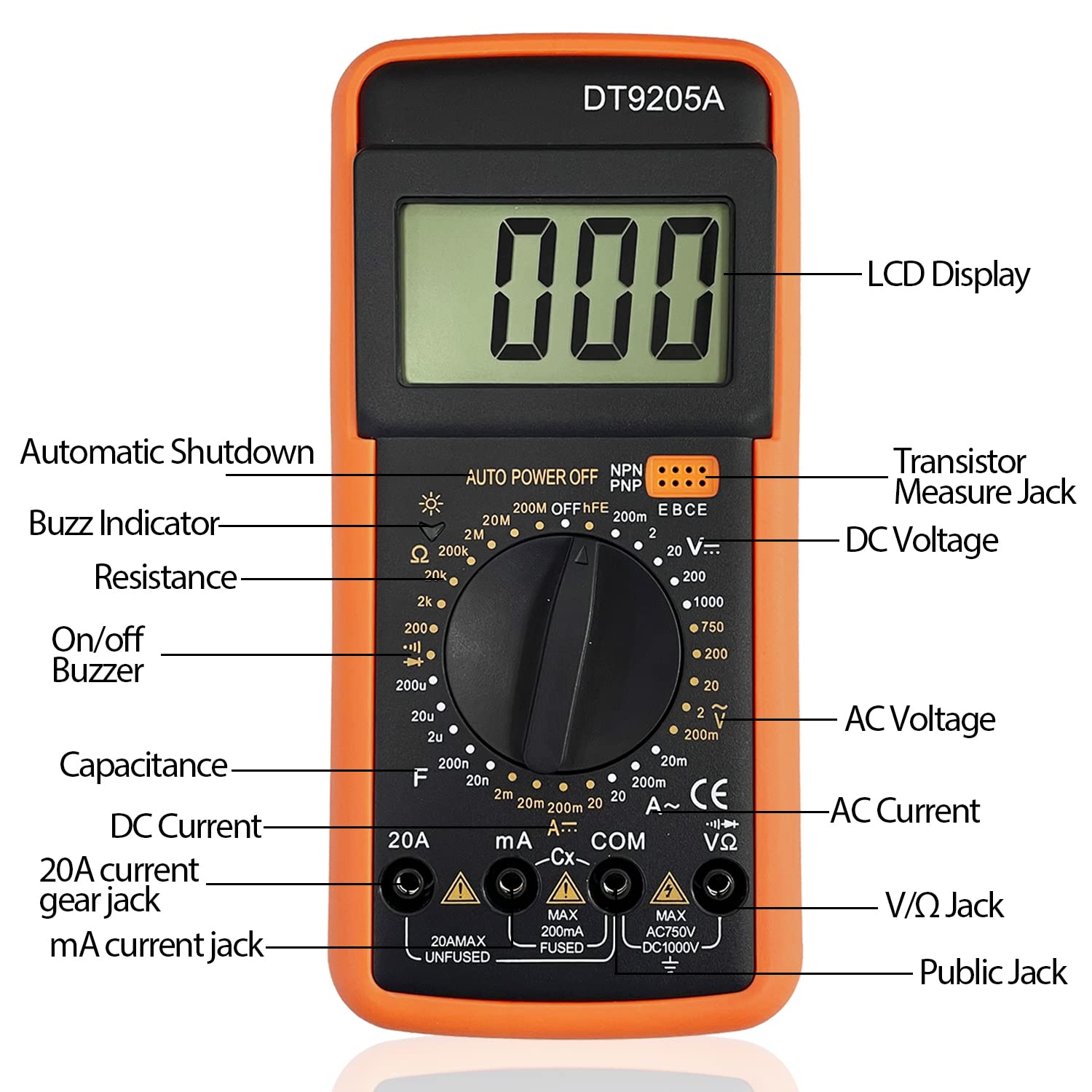 Snapklik.com : Digital Multimeter AC DC Voltmeter Ohm Volt Amp Tester ...