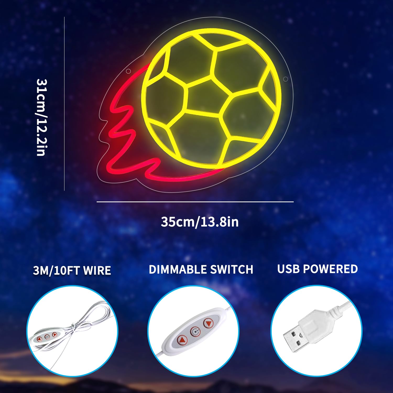 Snapklik.com : Vimeepro Football Neon signDimmable LED Neon Signs For ...