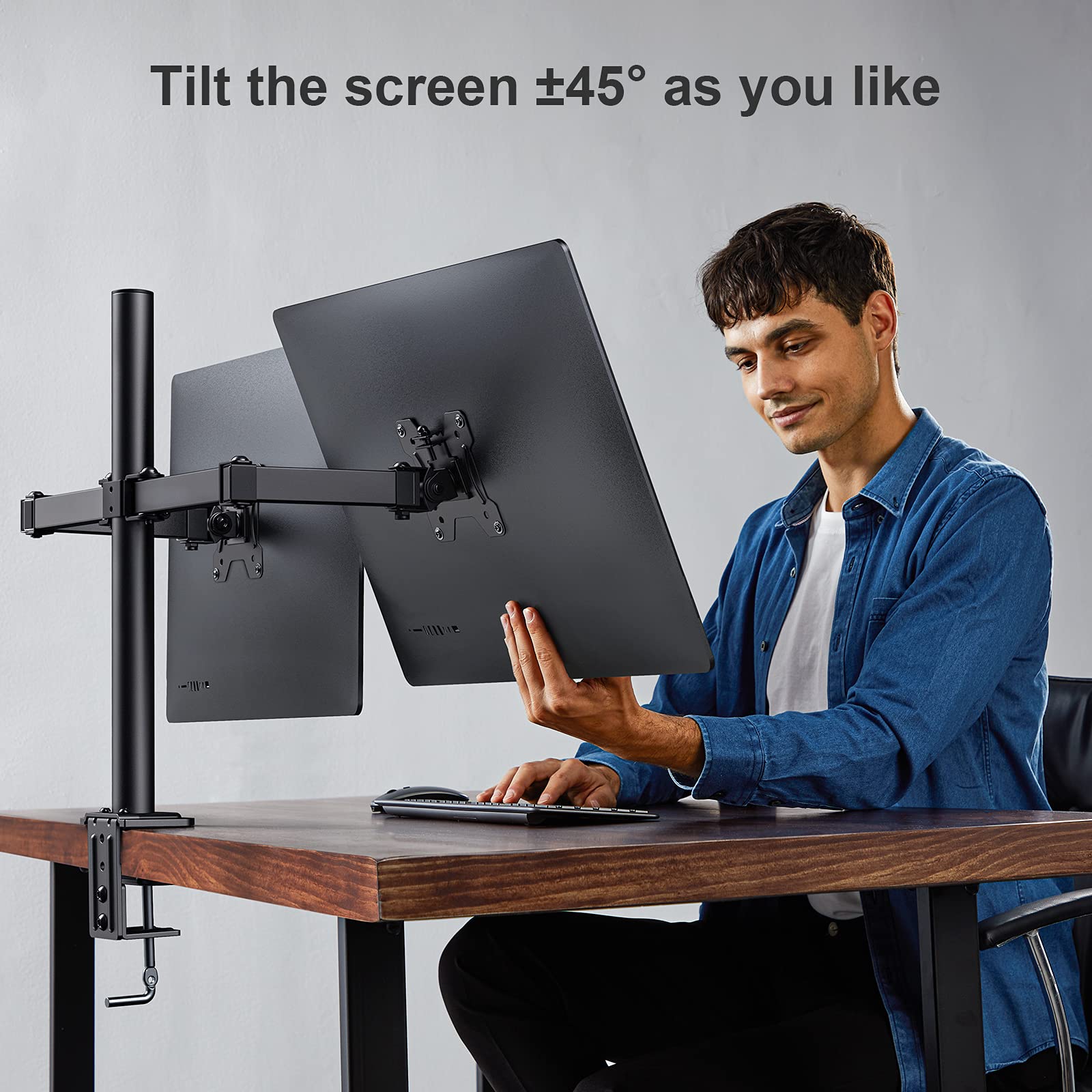 Buy HUANUO Dual Monitor Stand for 13-27 Inch Screens, Dual Monitor Arm ...