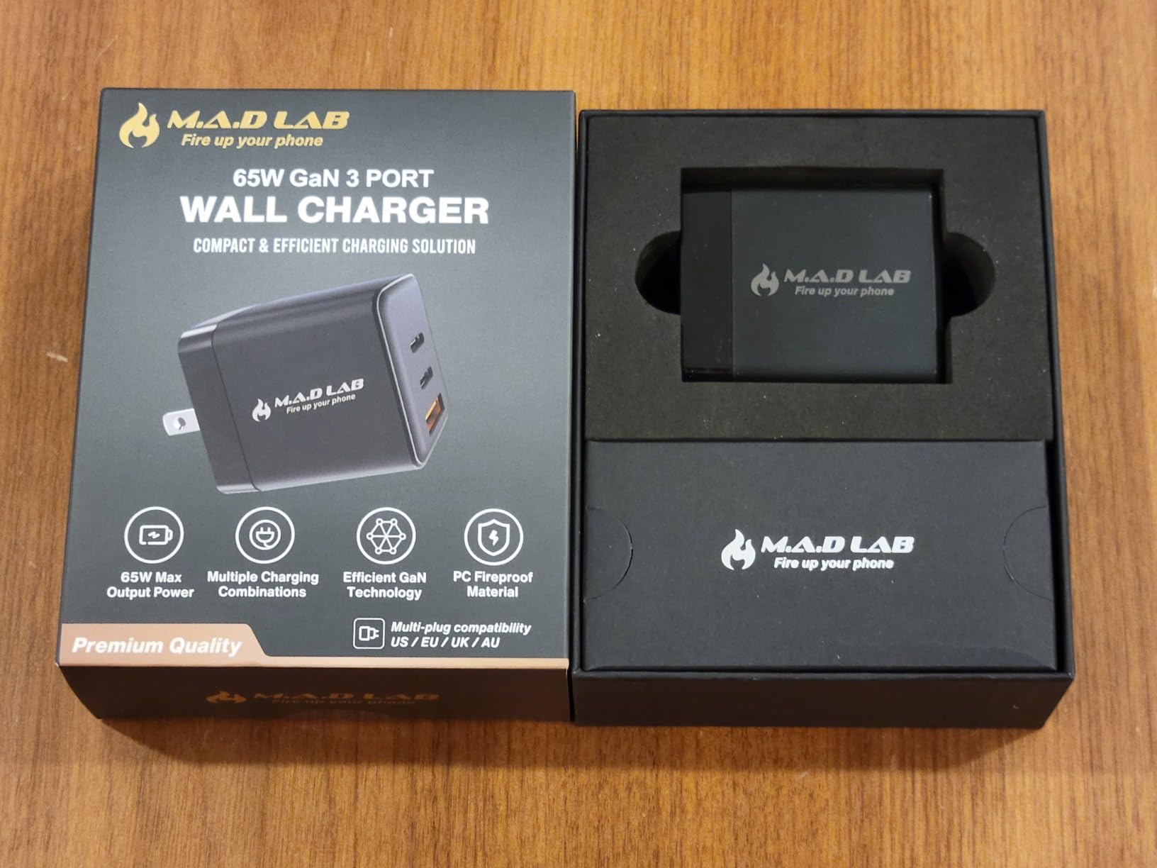 65W GaN 3 Port Wall Charger for Mobile Device Fast Charging | MAD LAB ...