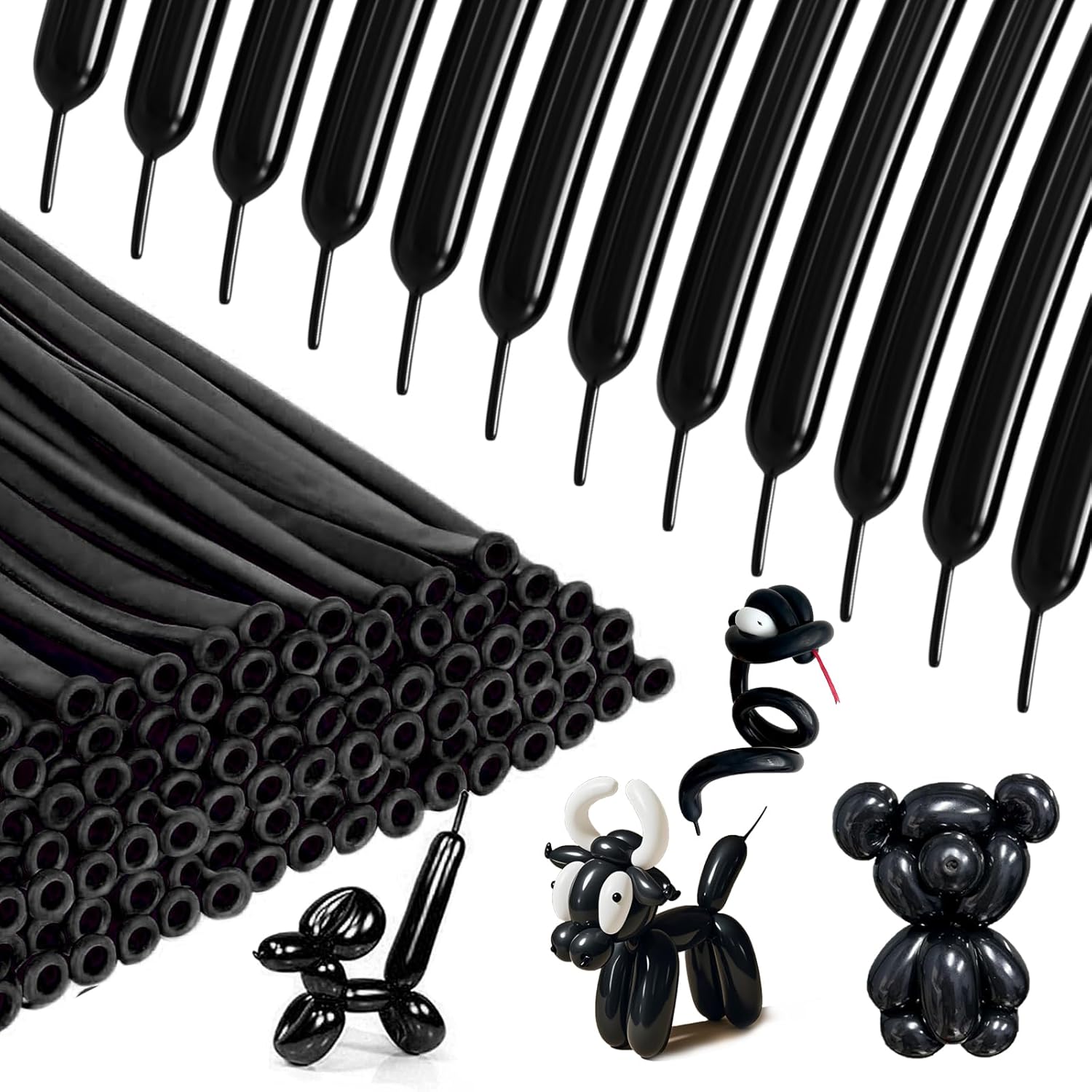 Amazon.com: SULALABOO Black 260 Balloons 80PCS Latex Long Shiny Balloon ...