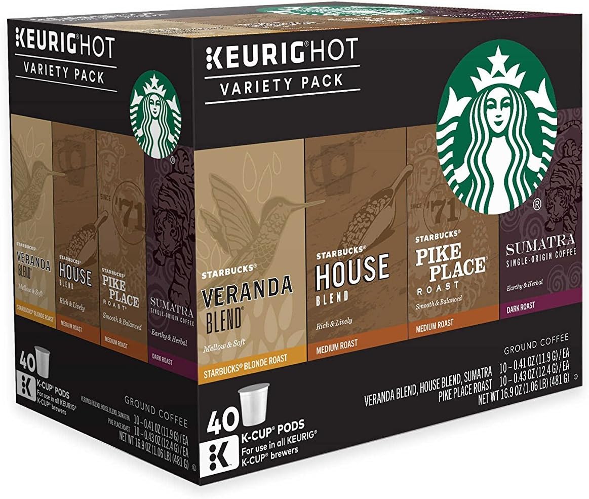 Amazon.com: Keurig Starbucks Coffee 40-ct. K-Cup Pods Variety Pack ...