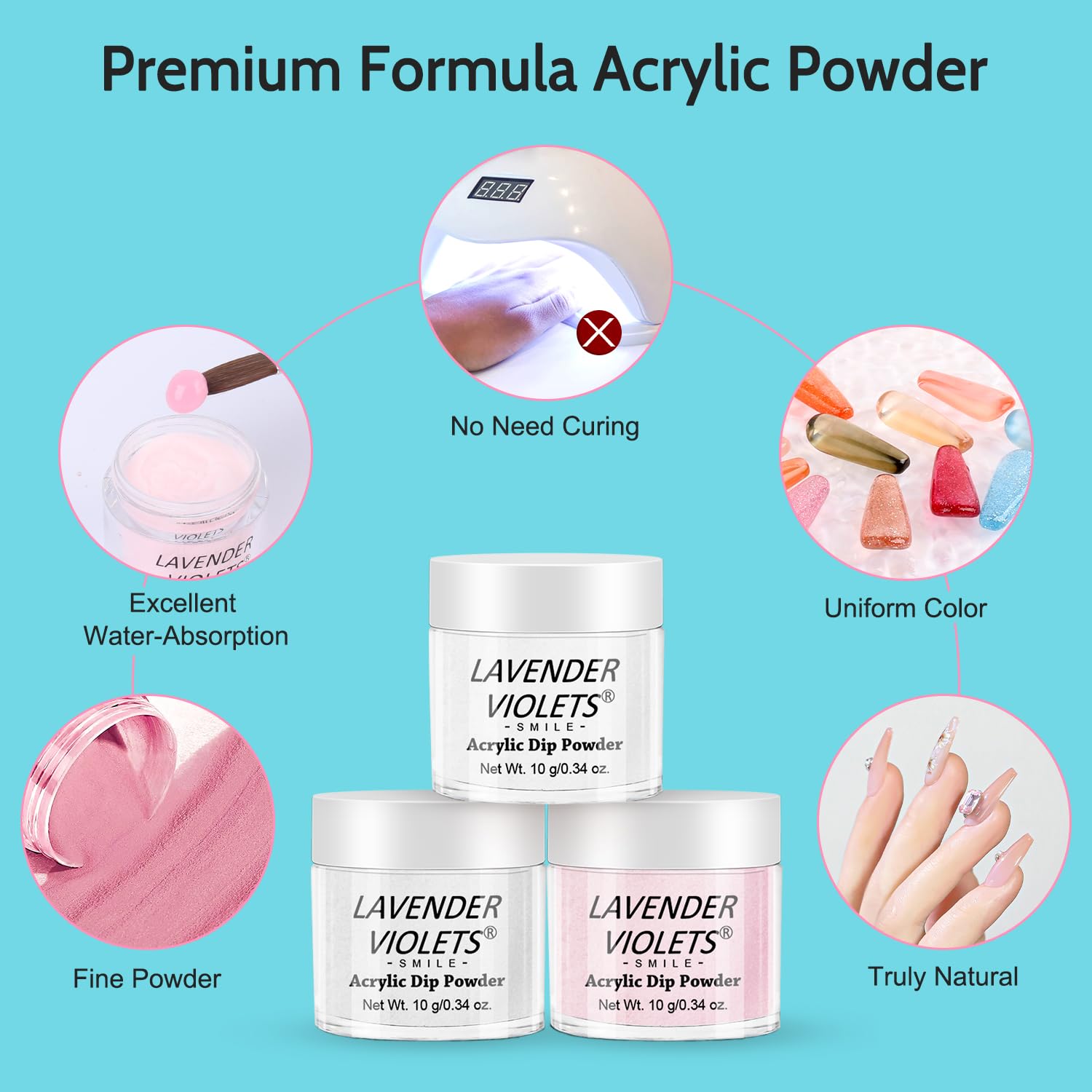 Lavender Violets Acrylic Powder and Liquid Set 12 Colours Nude Pink ...