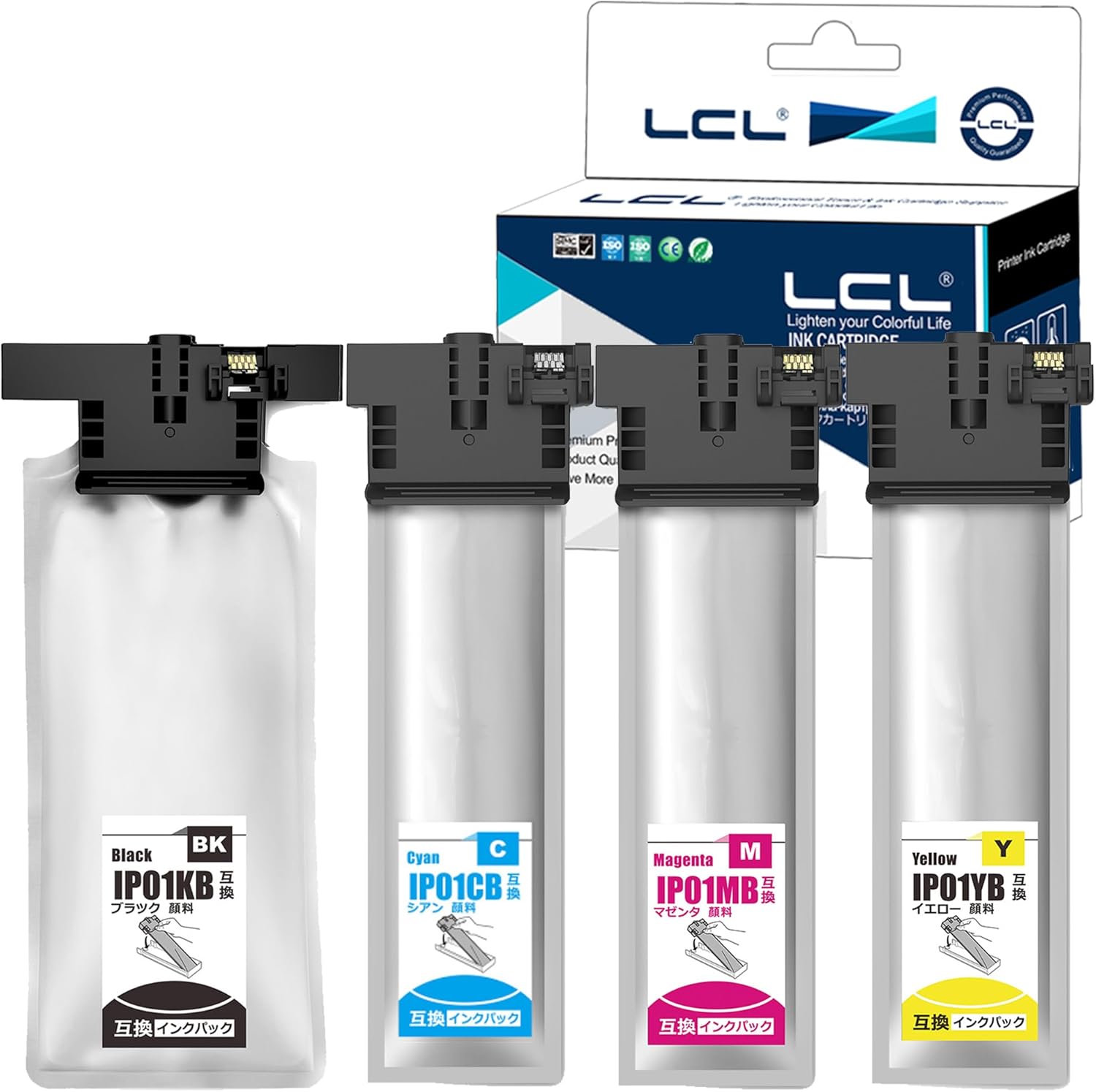 Amazon.co.jp: LCL エプソン用 IP01A IP01KA IP01B IP01KB IP01CB IP01MB IP01YB 大容量 (4色セット ブラック シアン マゼンタ ...