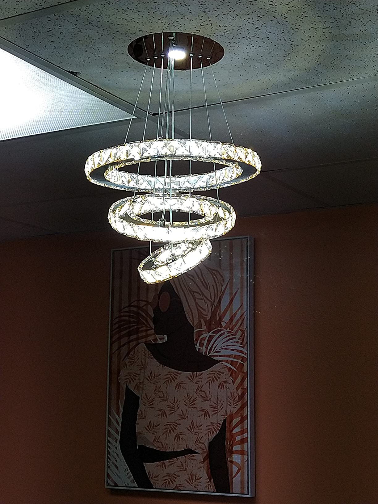 $11/mo - Finance HONGMAO Modern Crystal Chandeliers LED Pink Chandelier ...