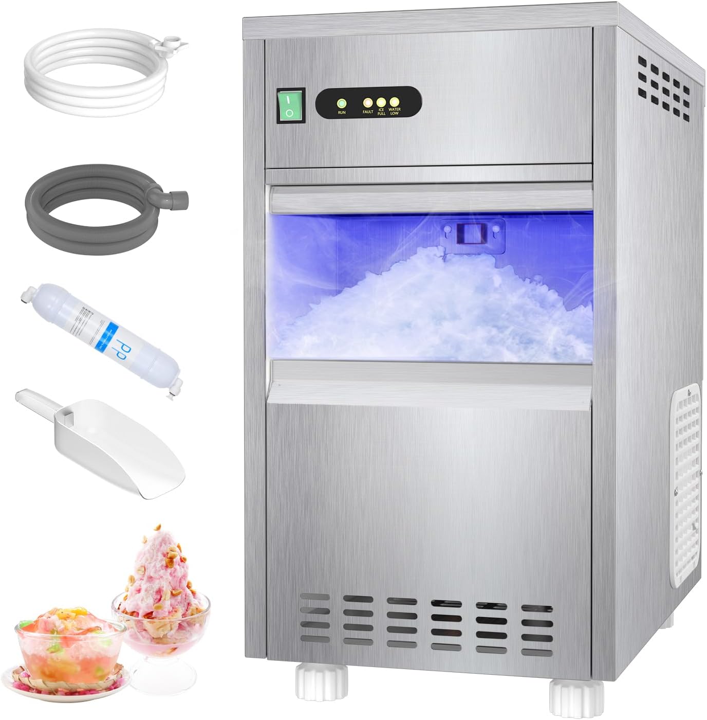 Amazon.com: YITAHOME Commercial Snowflake Ice Machine 44LBS/24H with ...