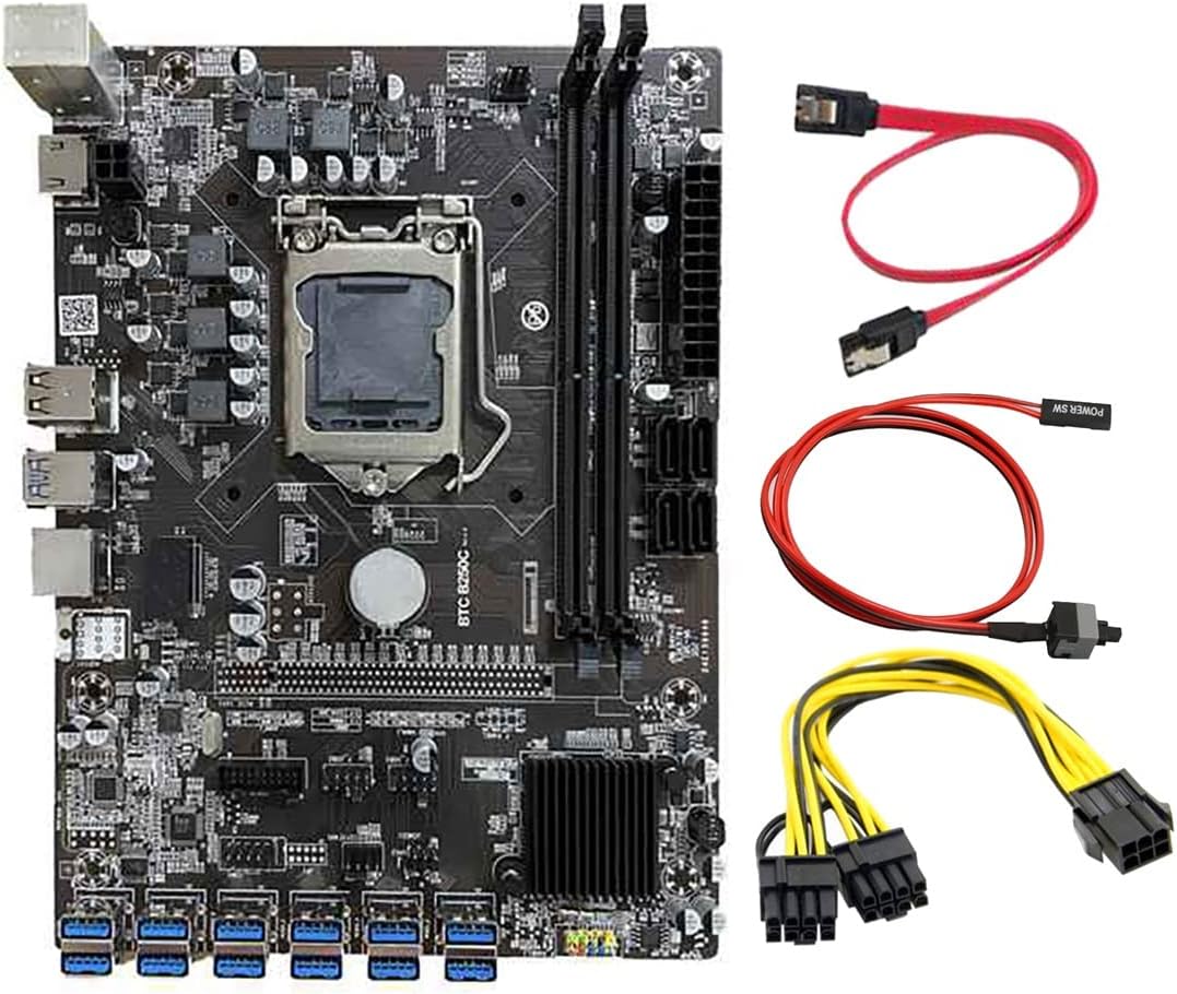 INTCHE B250C BTC Mining Motherboard 12 Slot per Scheda Grafica USB3.0 ...