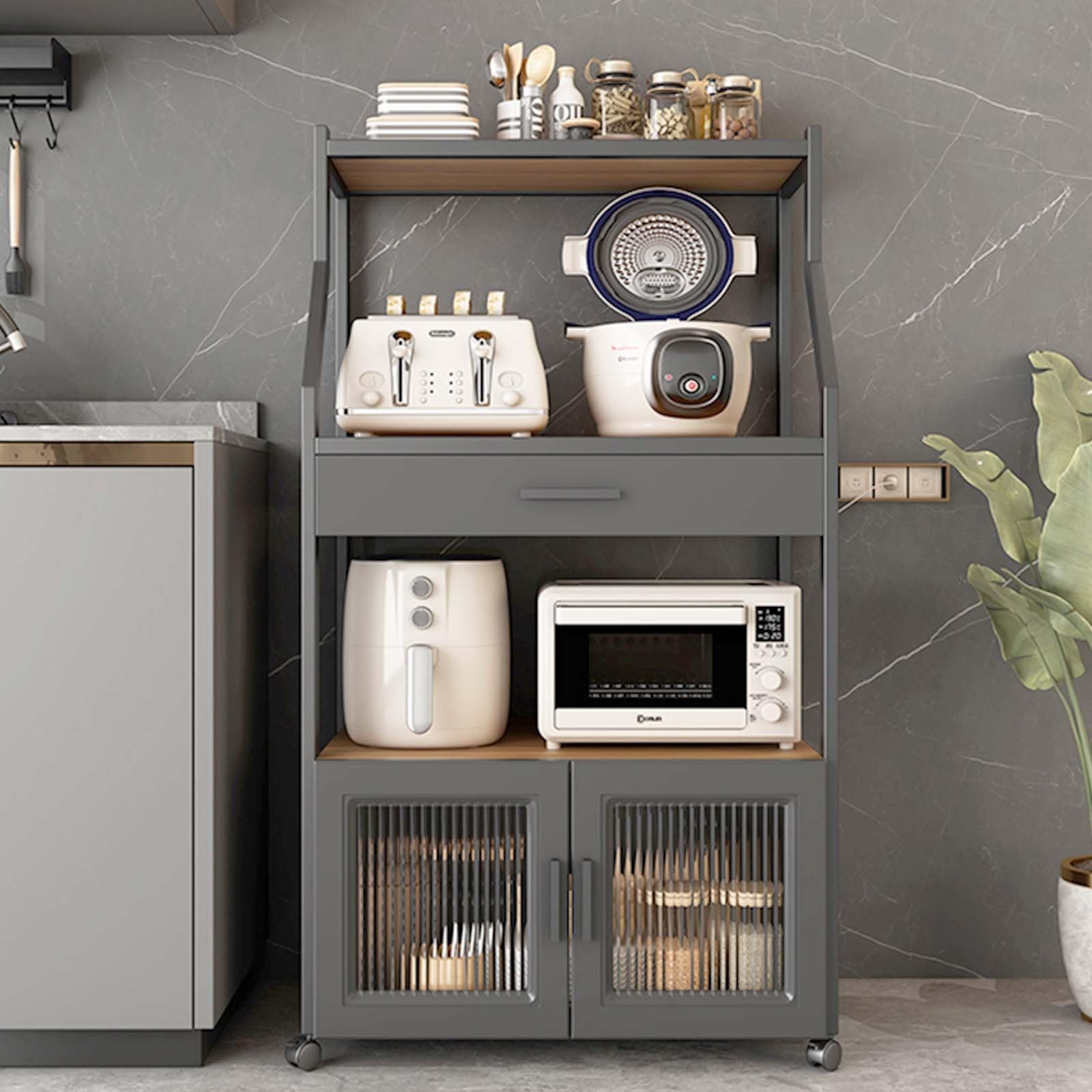 Kitchen Cabinets Storage Cabinet On Wheels - Pantry Cupboard, Larder ...