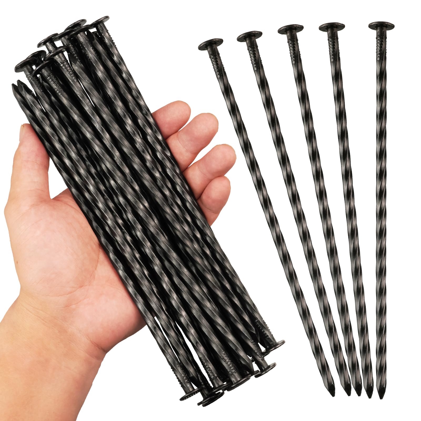 Snapklik.com : EISENSP 9 Inch Black Spiral Metal Landscapes Stakes For ...