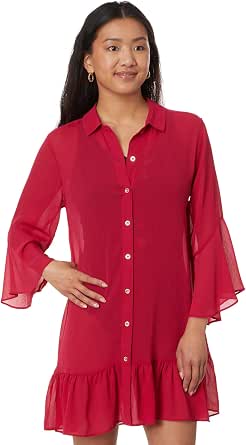 Lilly Pulitzer Women's Linley Collared Coverup, Poinsettia Red at ...