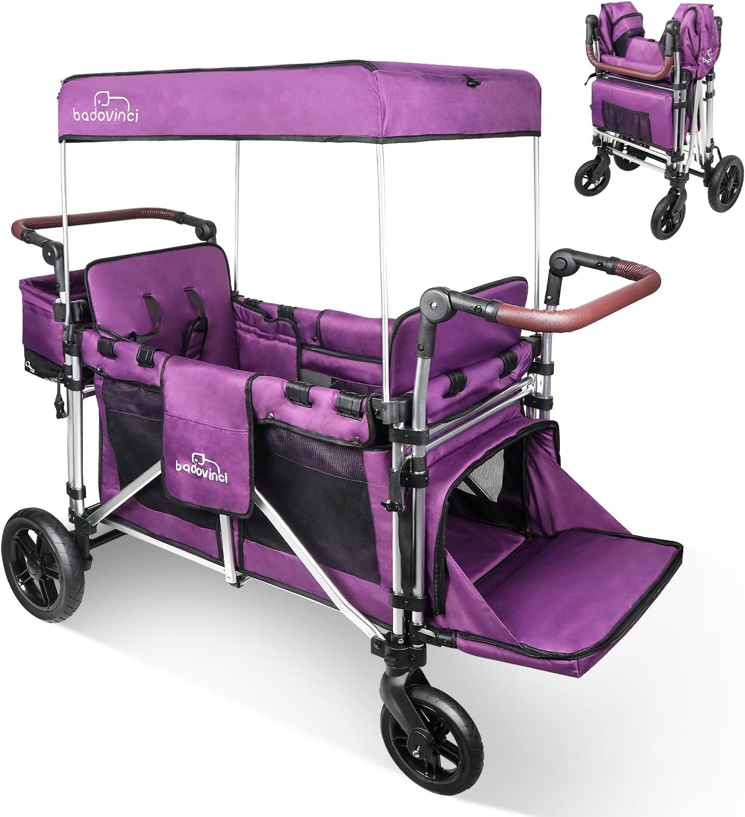 Amazon.com: Badovinci Stroller Wagon for 2 Kids, Cart Featuring 2 High ...