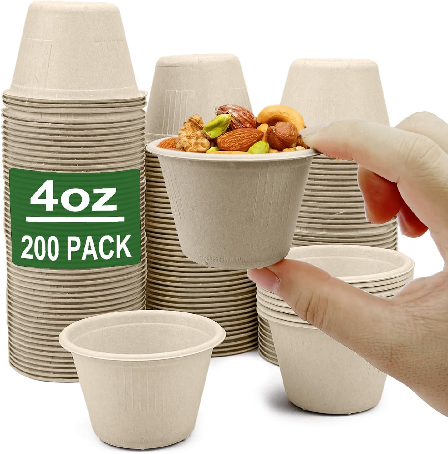 Amazon.com: CAMKYDE 4 oz Disposable Bagasse Fiber Souffle Cups 200pk ...