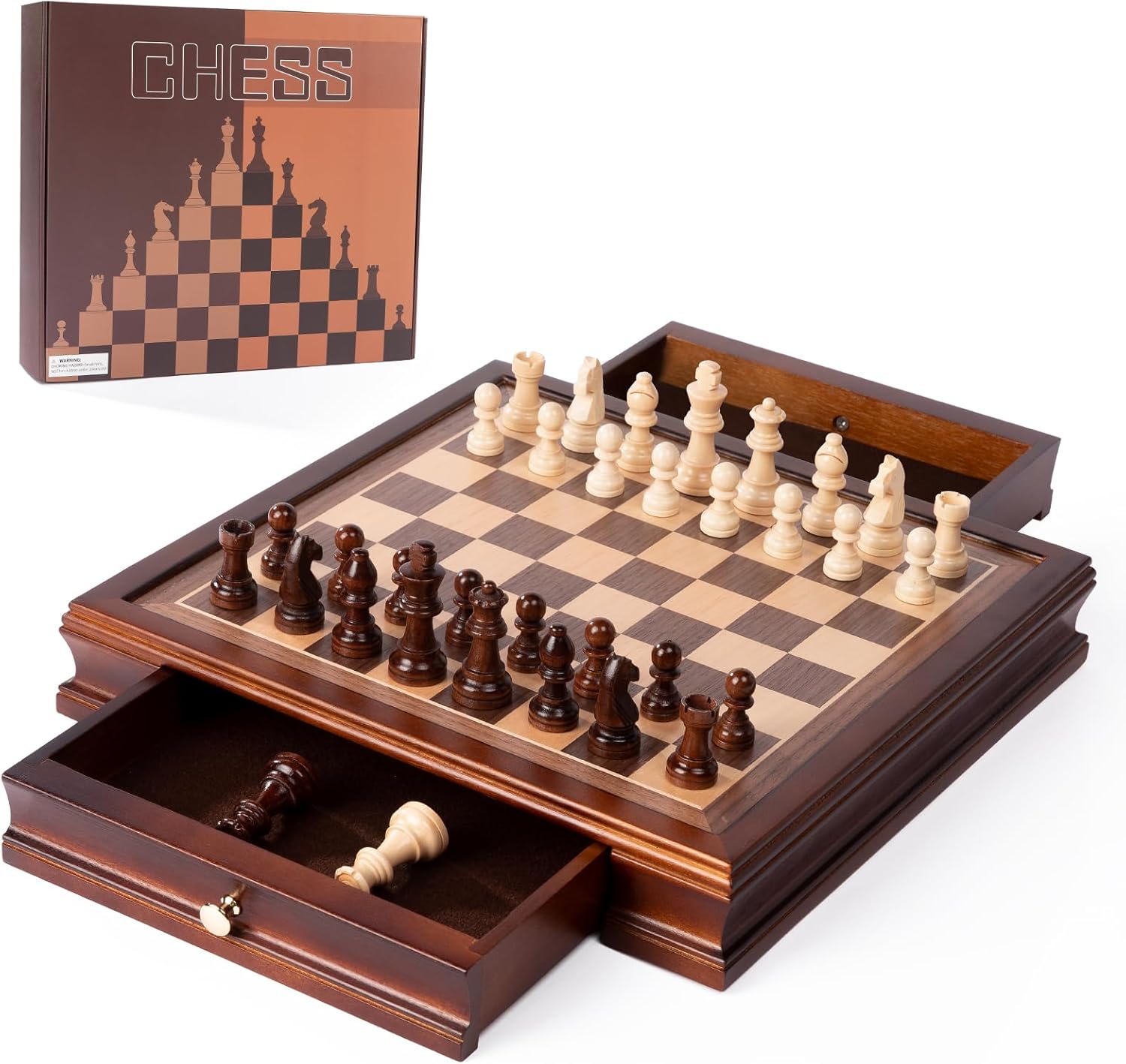 SANCHKEN 12.8" Wooden Magnetic Chess Set Classic Interactive Chess ...