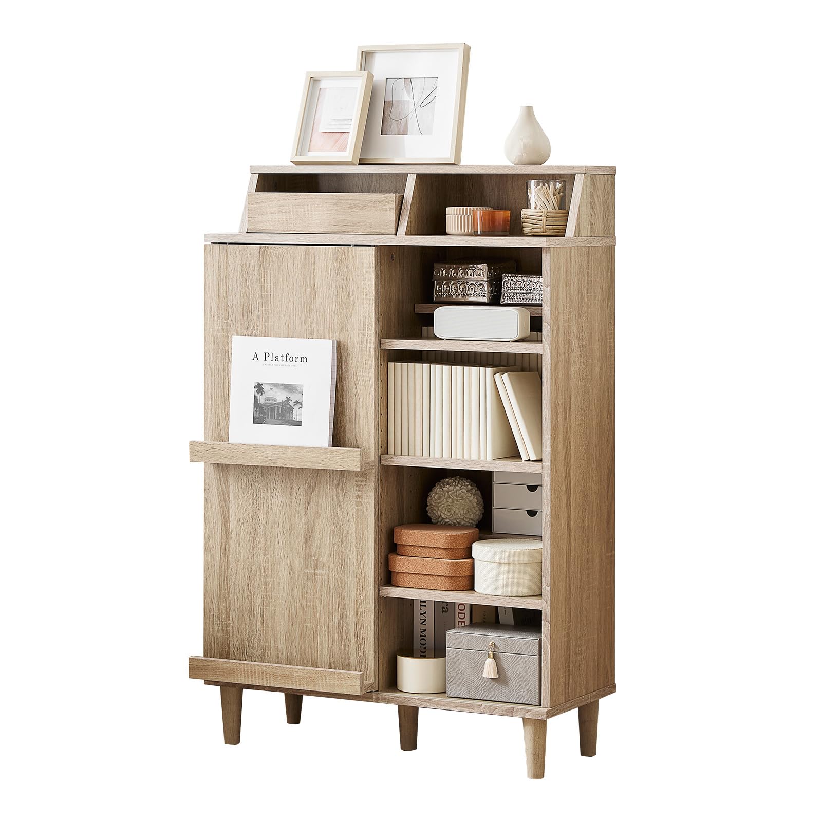 Amazon｜LOWYA ロウヤ 本棚 収納棚 コミック収納 扉付き ディスプレイラック 飾り棚 絵本棚 おしゃれ 木製 シェルフ ラック 幅75cm オーク｜マガジンラック オンライン通販