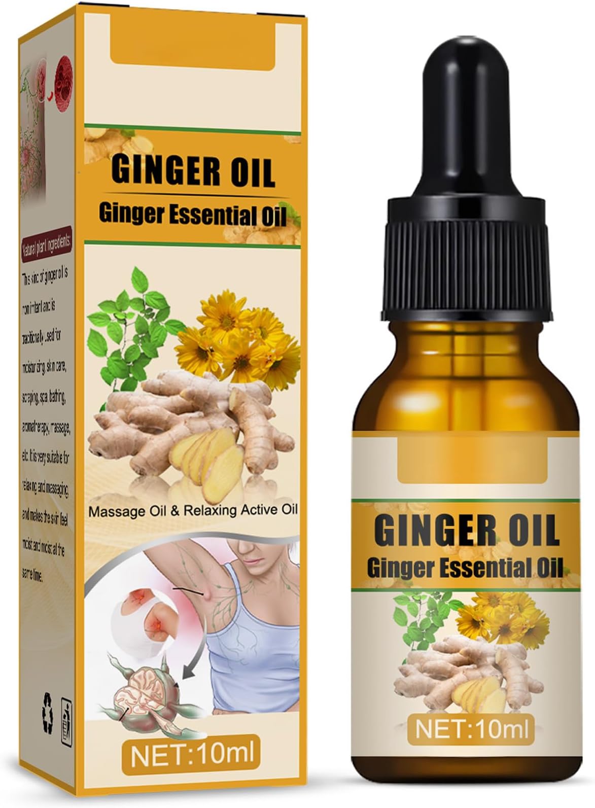 Amazon.com: Rosarden Ginger Essential Oil for Skin, Body Massager Oil ...