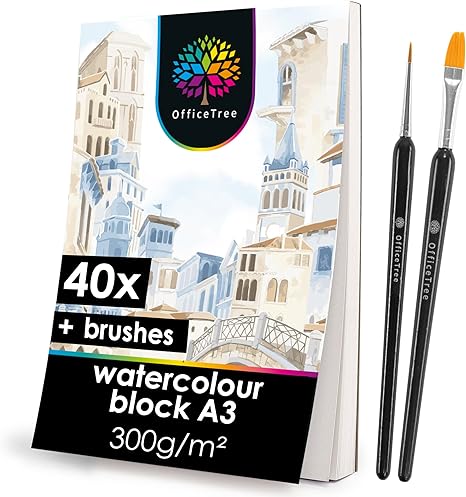 OfficeTree 40 x Watercolour Paper Pad A3-300gsm Watercolour Paper A3 ...