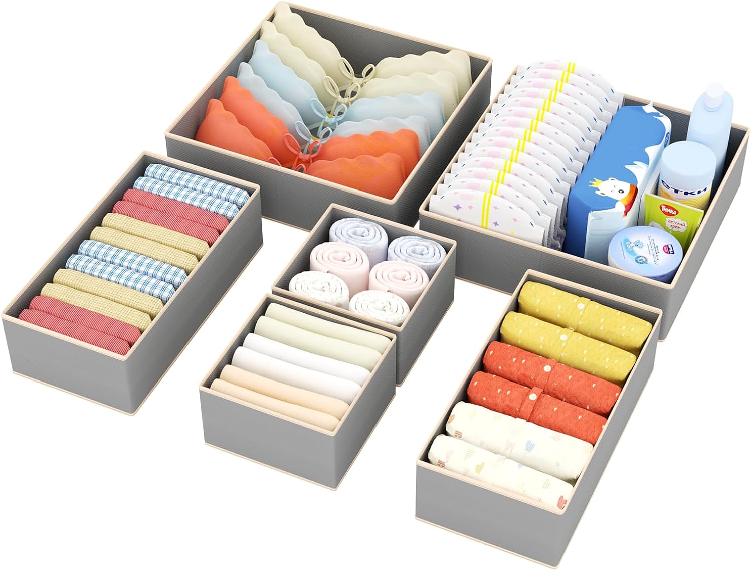 Amazon.com: Homsorout Sock Underwear Organizer, 6 Packs Drawer ...