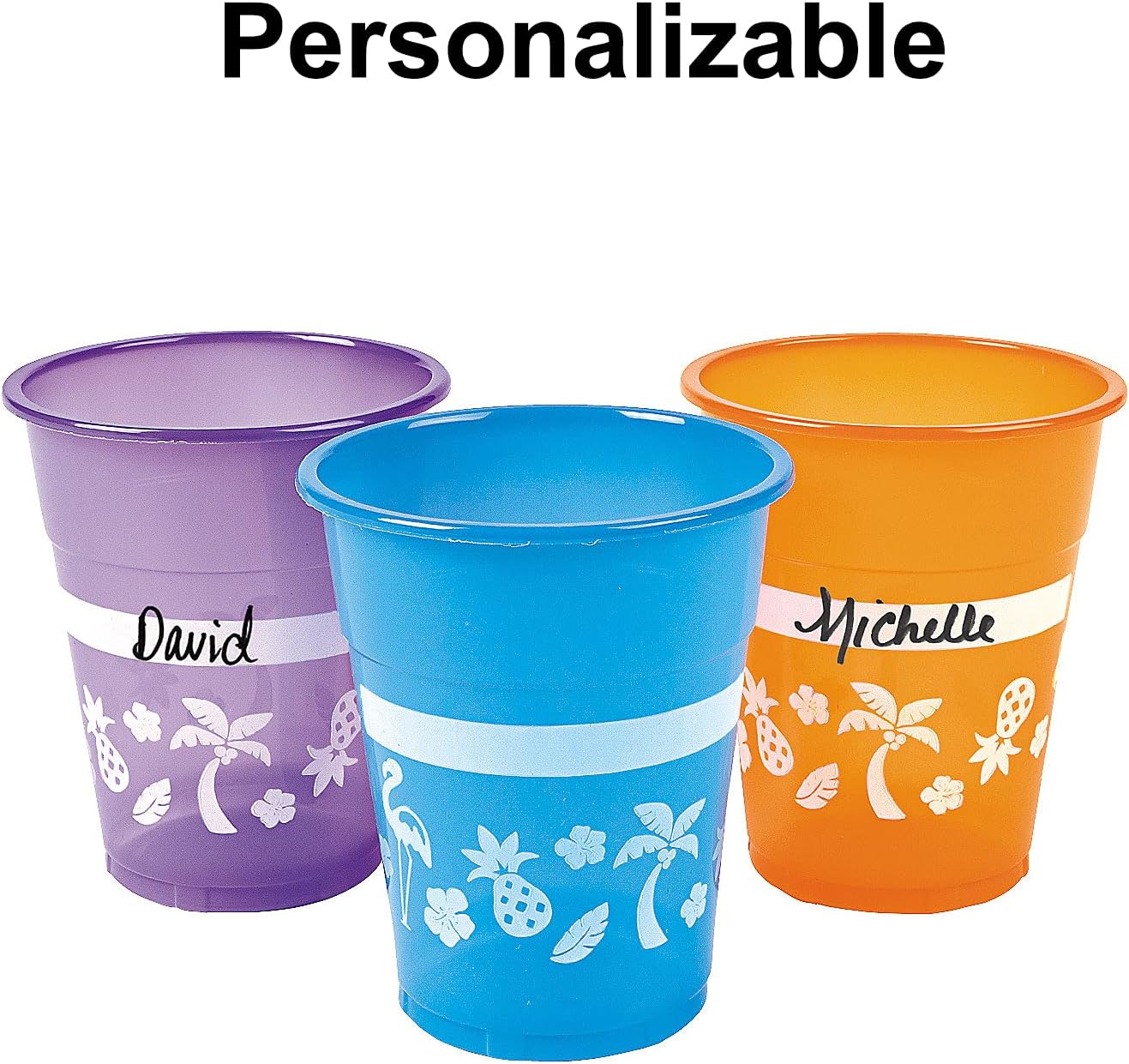 Buy Luau Party Cups with Parasol Drinking Straws (24 Pack) Disposable ...