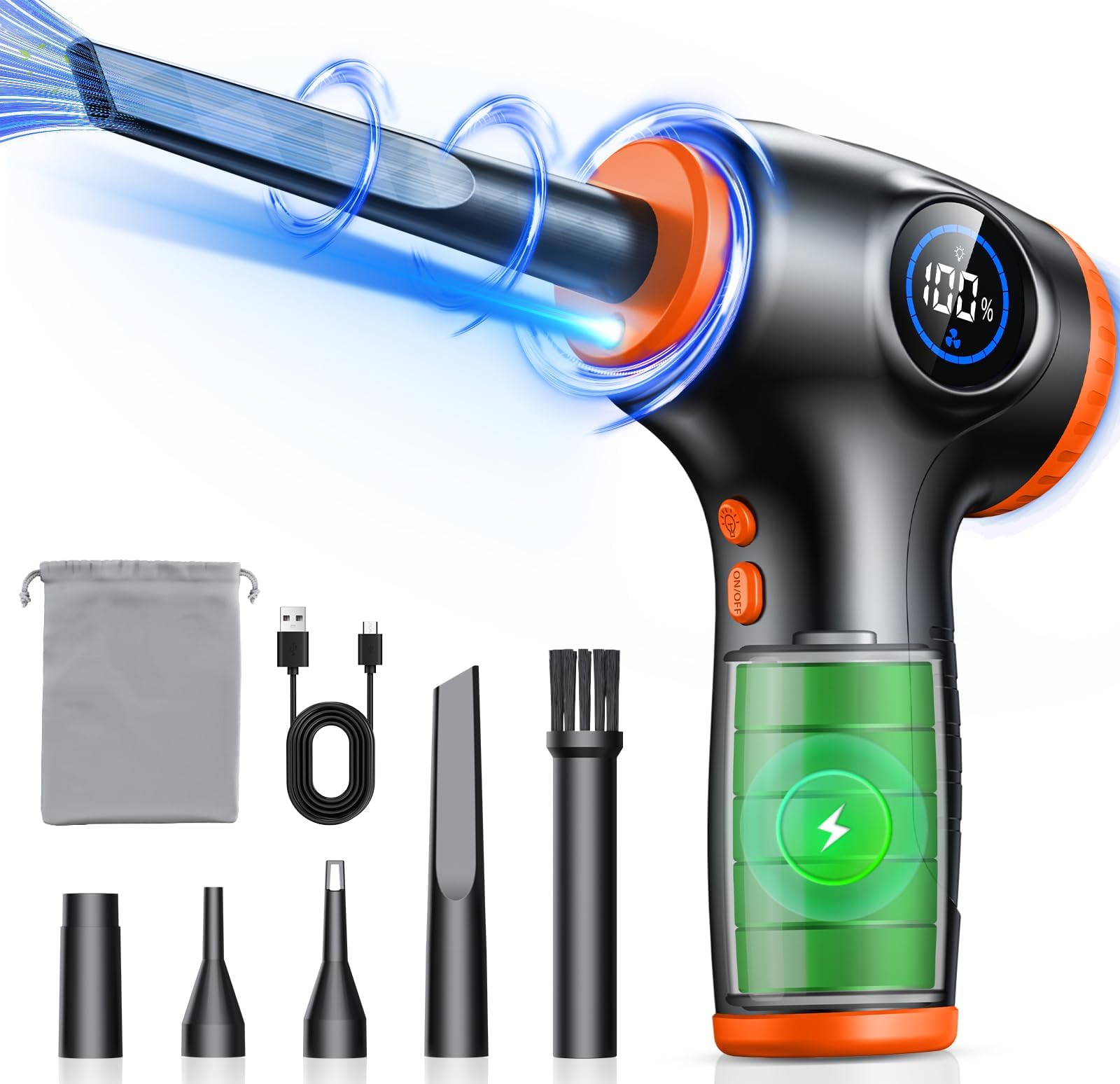 EOIWUY Compressed Air Duster for PC, [LED Light & Power Display] 3 ...