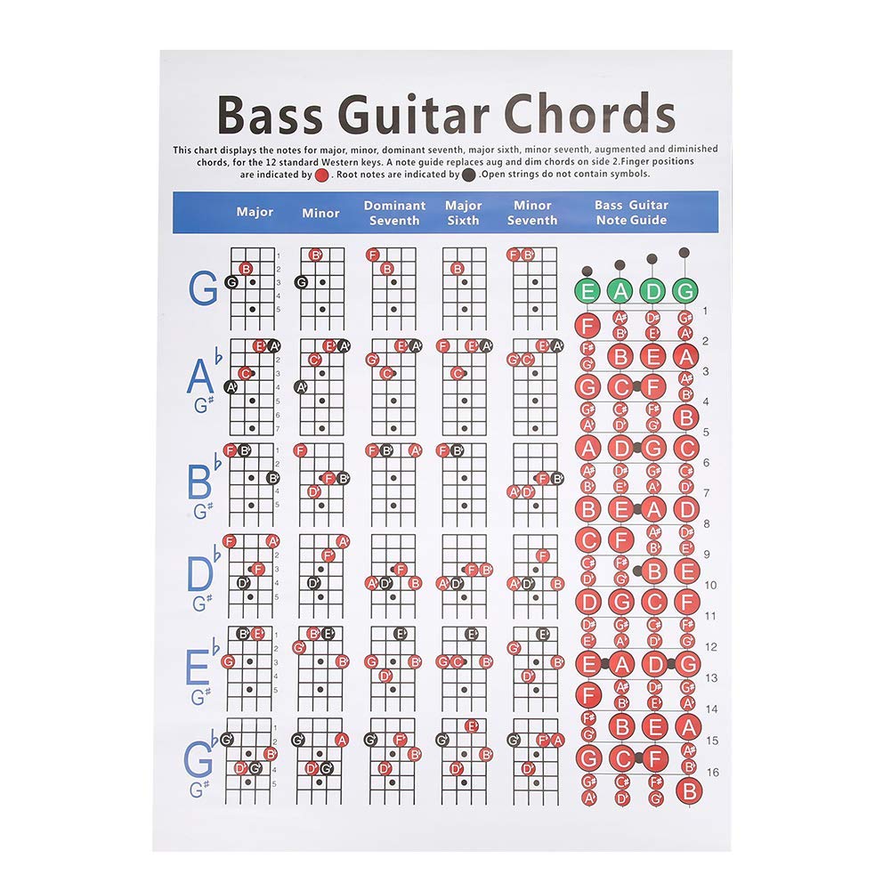 Buy MACCY Bass Guitar Chords Chart, Bass Note Chart of Scale Chords for ...
