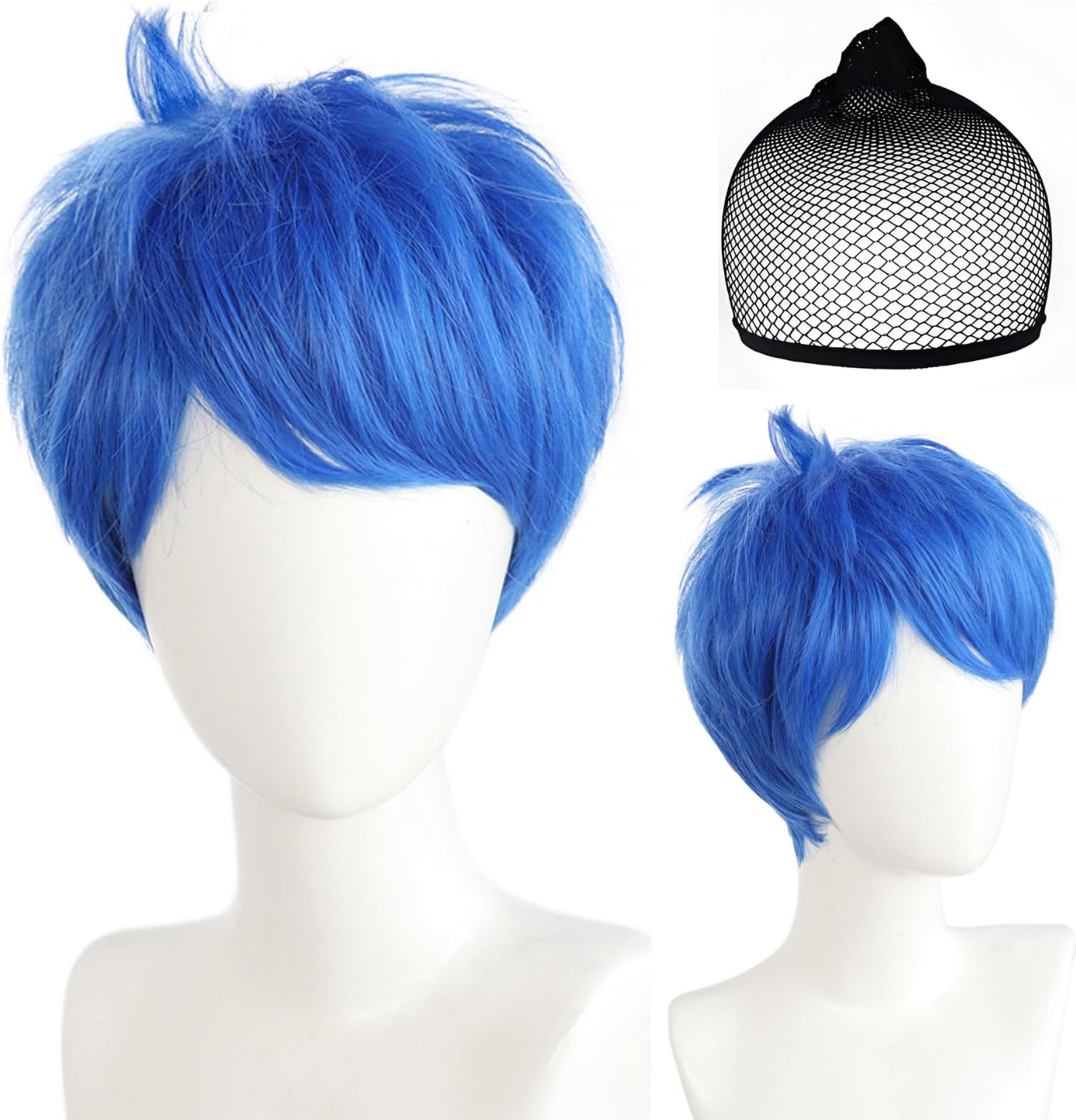 Amazon.com: BESTBEL+Hair Cap Joy Wig Short Blue Wig for Women Short ...