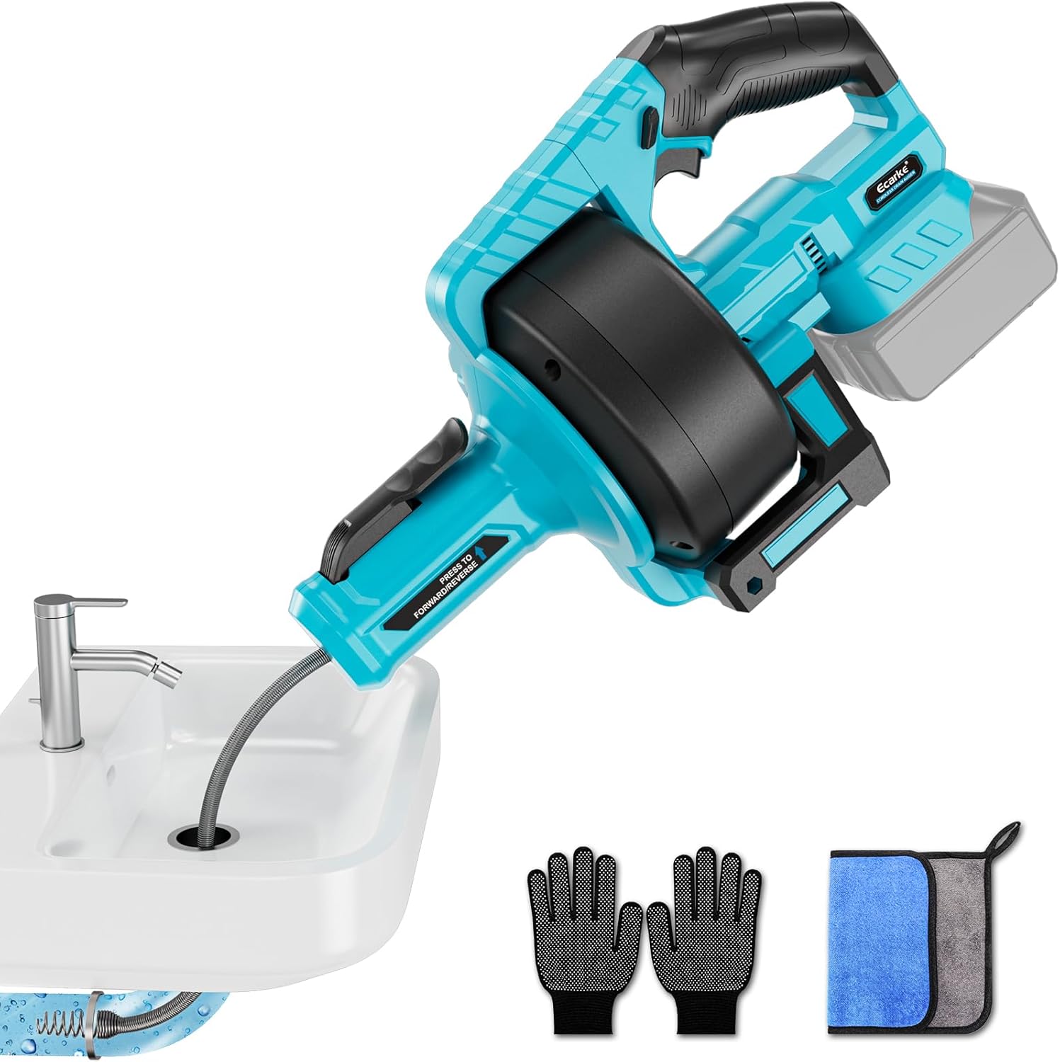 Ecarke Cordless Drain Auger 25Ft Compatible with Makita 18V Battery ...