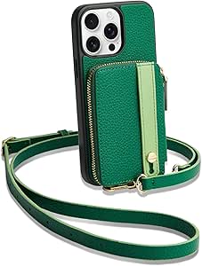 Amazon.com: LAMEEKU for iPhone 15 Pro Max Wallet Case, Zipper Leather Card Slots Crossbody Case ...