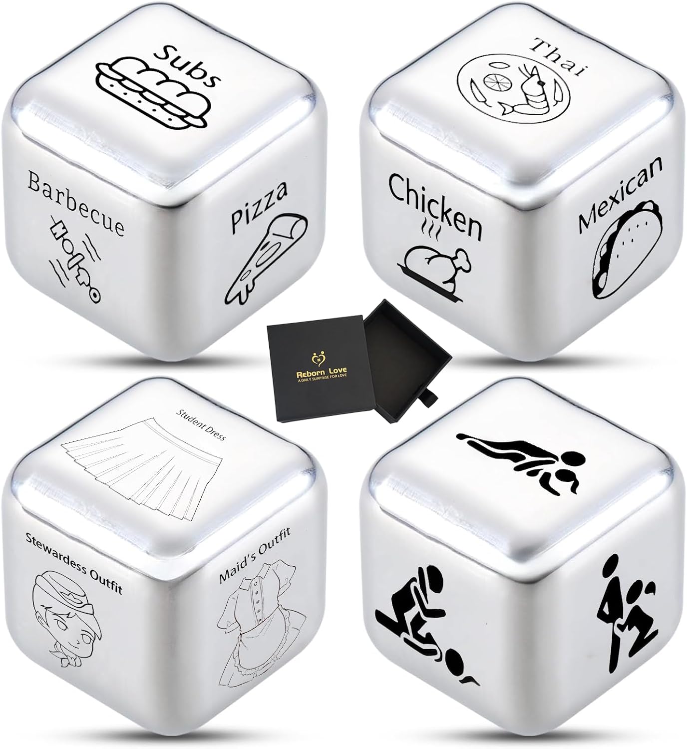 Amazon.com: REBORN LOVE 4 PCS Date Night Dice for Couples, Dice Games ...