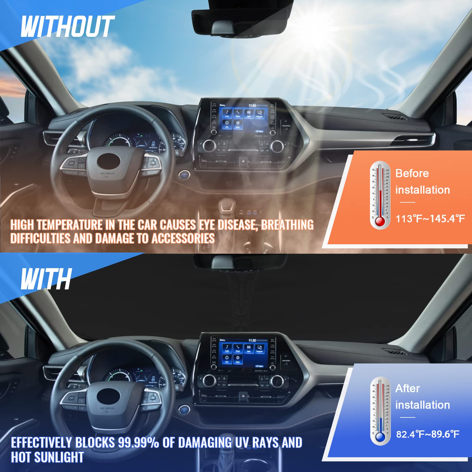 Snapklik.com : Windshield Sun Shade Replace For 2020-2025 Toyota ...