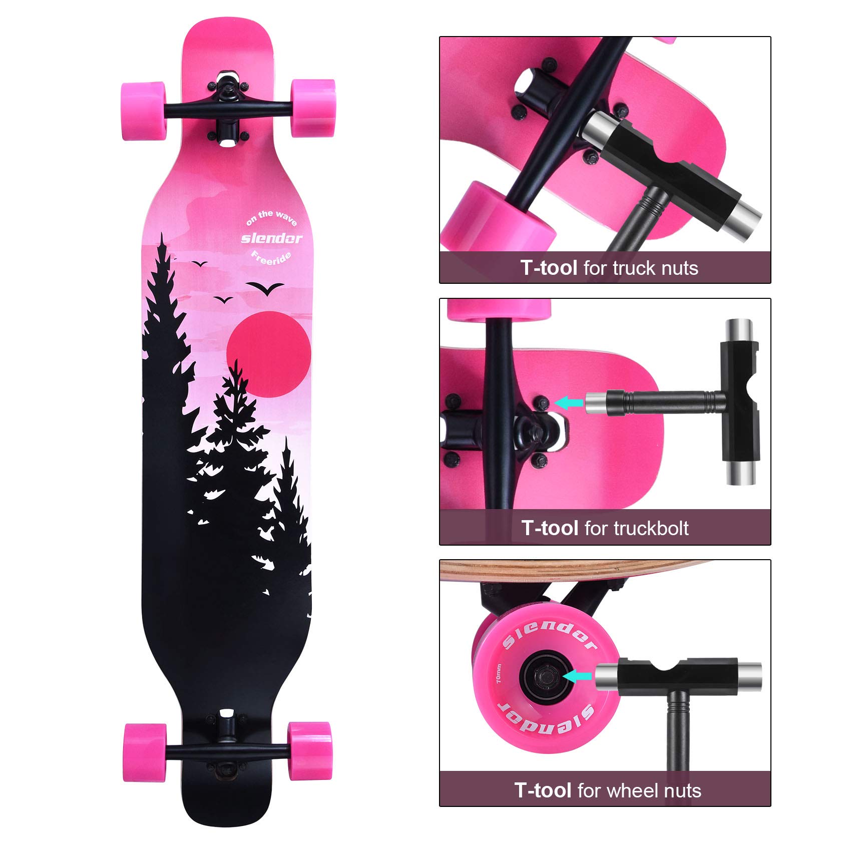 Snapklik.com : Slendor Longboard Skateboard 42 Inch Drop Through Deck ...