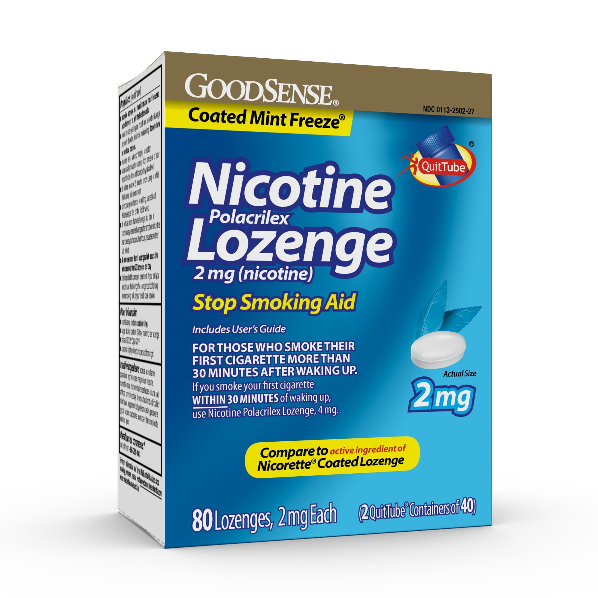 Amazon.com: GoodSense Coated Ice Mint Nicotine Polacrilex Lozenges, 2 ...