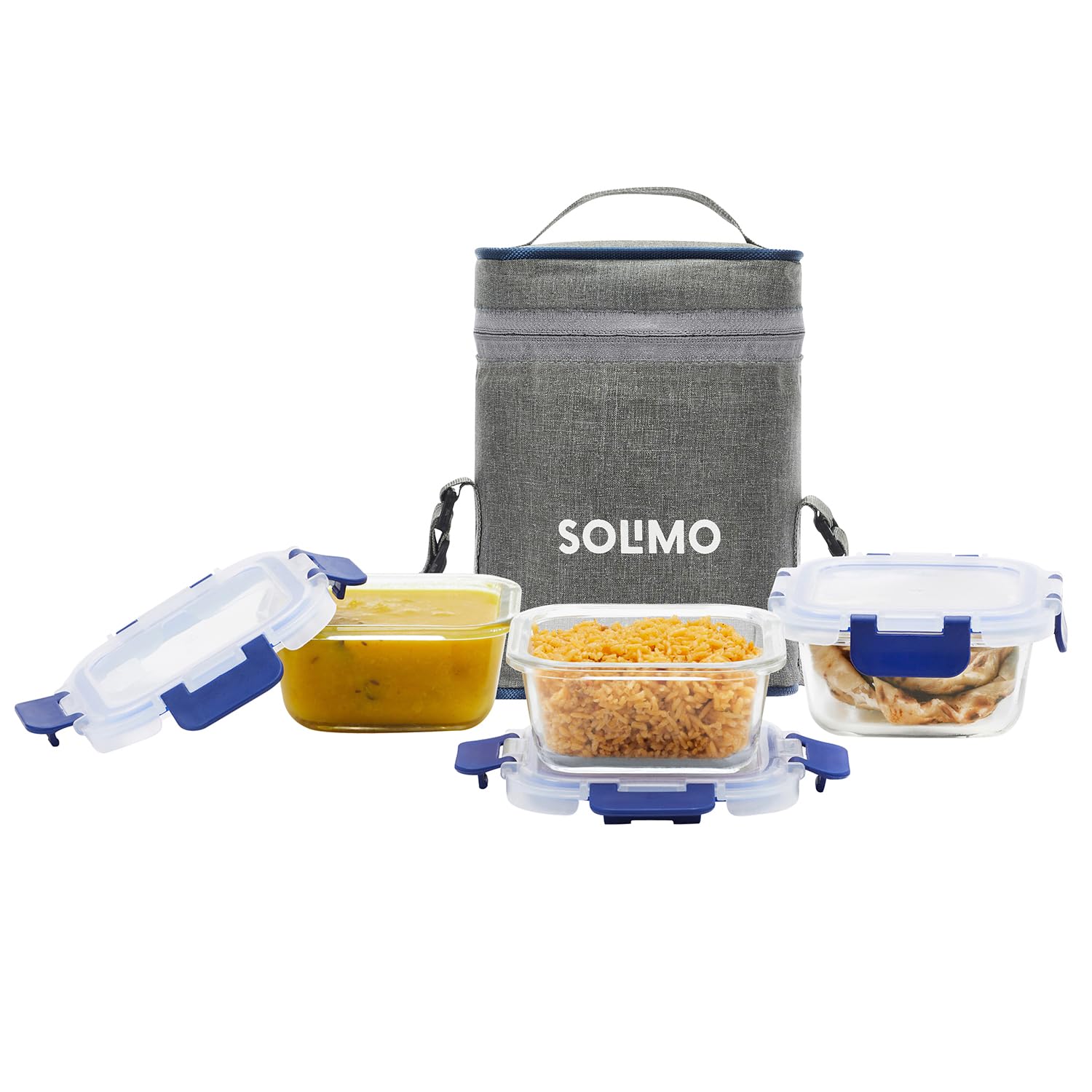 Buy Amazon Brand - Solimo Borosilicate Glass Lunch Boxes | Set of 3 (350 ml * 3) with Detachable ...