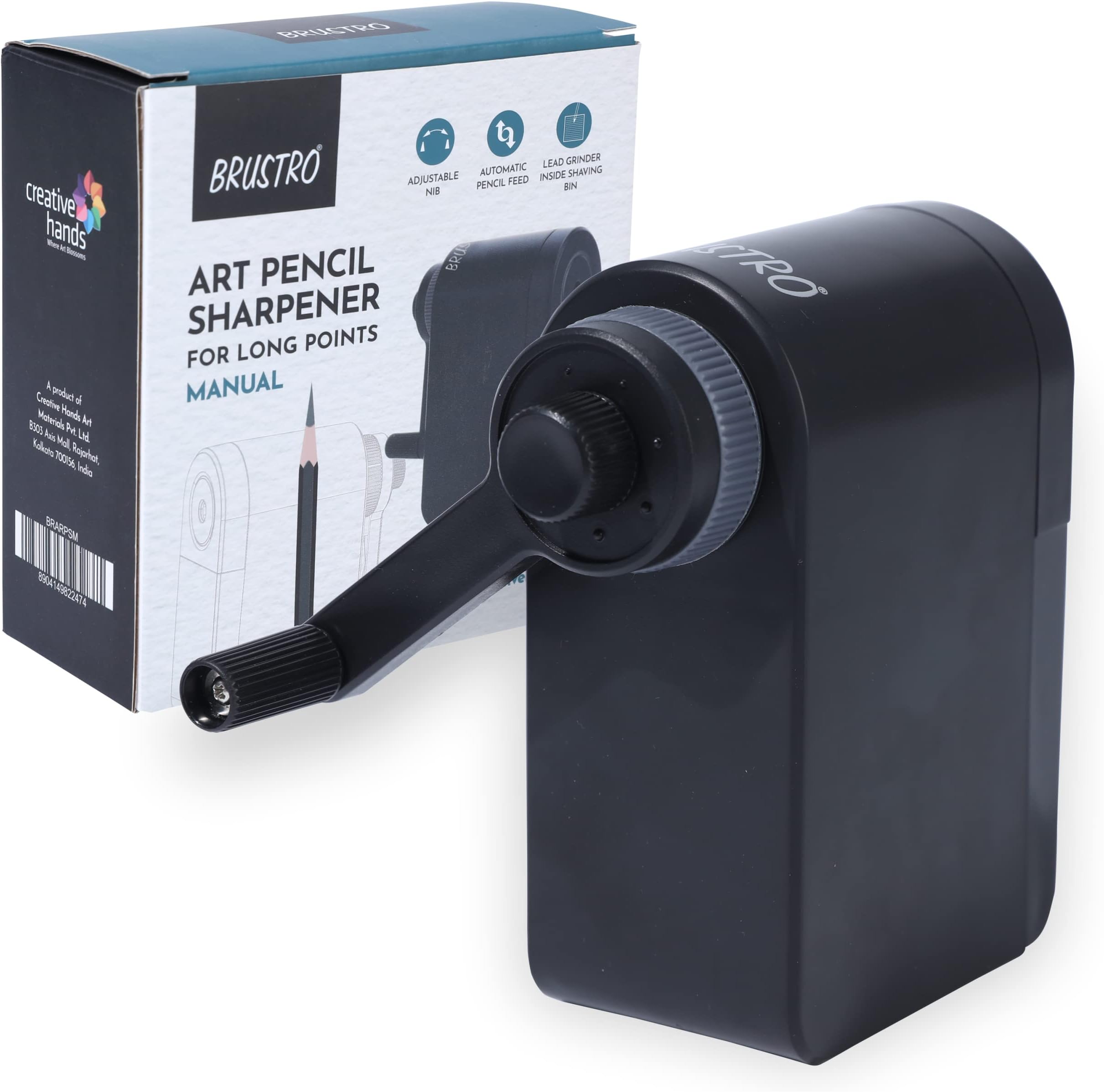 Brustro Manual Art Pencil Sharpener with Long Points with helical Blade ...