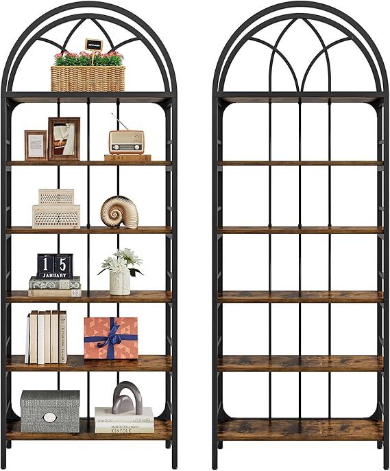 Amazon.com: Tribesigns Bookshelf Set of 2, 6-Tier Tall Arched ...