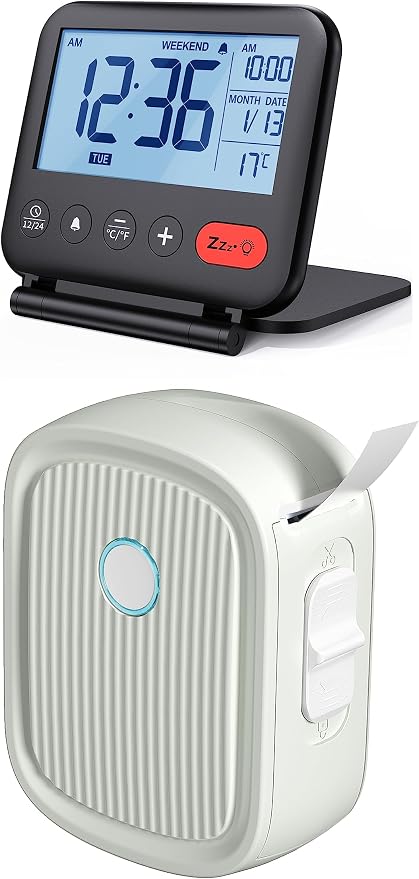 Amazon.com: NOKLEAD Digital Travel Alarm Clock for Bedroom Office,Mini ...